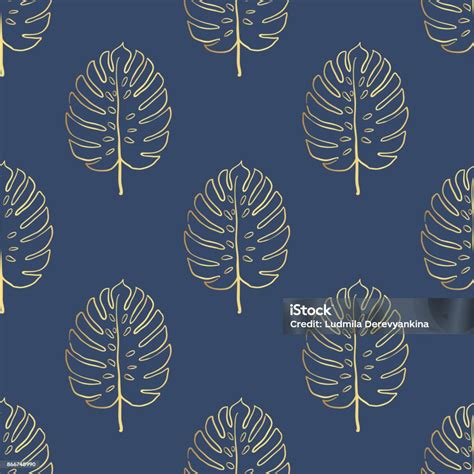 원활한 벡터 열 대 패턴입니다 열 대 황금 나뭇잎 정글 단풍 겨울에 대한 스톡 벡터 아트 및 기타 이미지 겨울 계절 곡선 Istock