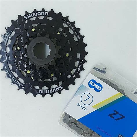 Shimano 7 Speed Cassette & KMC Z7 Chain – HG 12-32T MTB Mountain bike ...