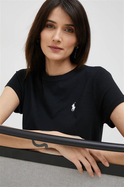 Bombažna Kratka Majica Polo Ralph Lauren ženska črna Barva 211898698