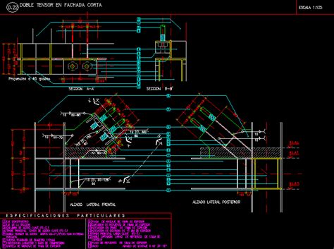 Tensile Double Crossing DWG Block For AutoCAD Designs CAD
