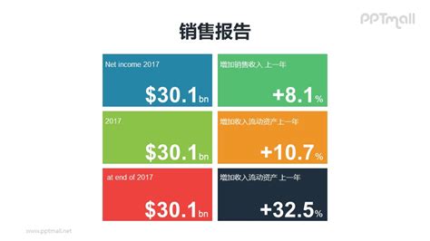 6部分数据展示ppt模板素材下载 Pptmall