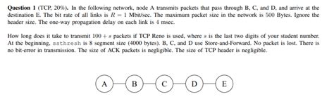 Solved Question TCP In The Following Network Node Chegg Com