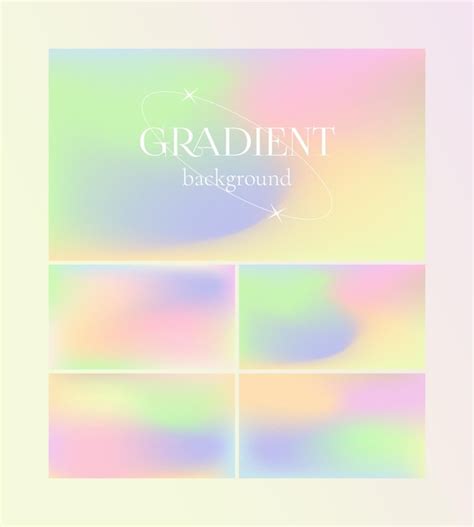 거친 그라데이션 배경 세트 홀로그램 색상 메쉬 벡터 프리미엄 벡터