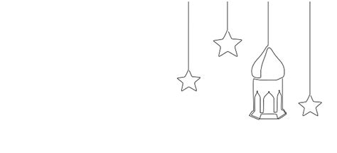 라마단 카림의 연속 선 그리기 단순한 선형 스타일의 랜터와 별이 있는 이슬람 장식 아랍 종교 휴일 축하 편집 가능한 획 낙서 벡터 일러스트 레이 션 0명에 대한 스톡 벡터