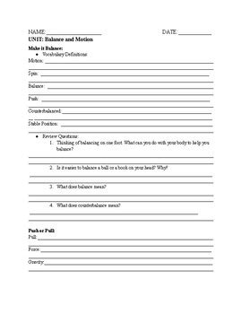 FOSS Science Balance And Motion By Ms Taylor TPT