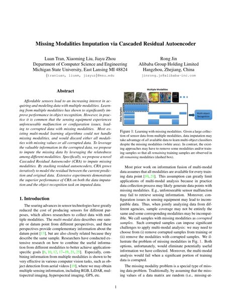 Pdf Missing Modalities Imputation Via Cascaded Residual Autoencoder