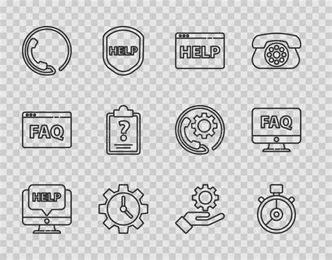 Set Line Computer Monitor And Help Stopwatch Browser Time Management Telephone 24 Hours