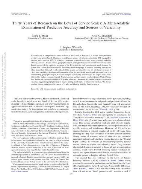 Pdf Thirty Years Of Research On The Level Of Service Scales A Meta