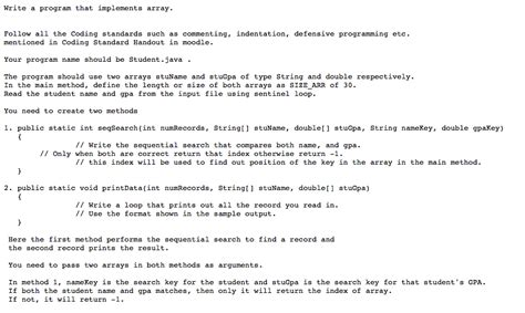 Solved Write A Program That Implements Array Follow All The