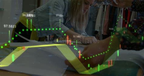 Image Of Graphs With Numbers Over Caucasian Designer Drawing Outline On