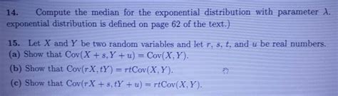 Solved 14 Compute The Median For The Exponential
