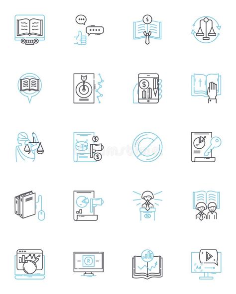Intellectual Property Linear Icons Set Copyright Patent Trademark