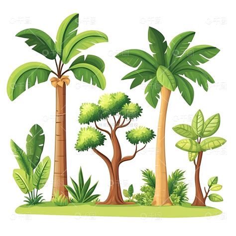 8k高清插画ai数字艺术 Tree卡通风绿棕白树木森林插画 元素免费下载 Png格式 4096像素 编号71431874 千图网