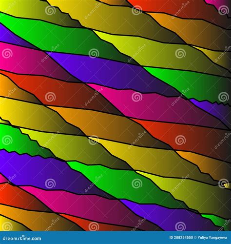 Mirrored Colored Shards Of Curved Green Intersecting Ribbons And Dark