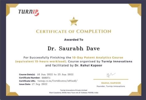 prof dr saurabh dave on linkedin successfully completed 10 days patent analytics course from
