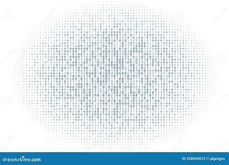 blue digital data matrix of binary code numbers isolated on a white