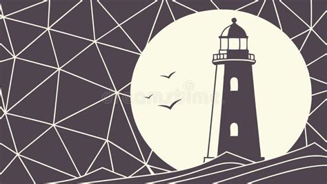 Lighthouse At Night Guiding Light Vector Design Generative Ai Stock Vector Illustration Of