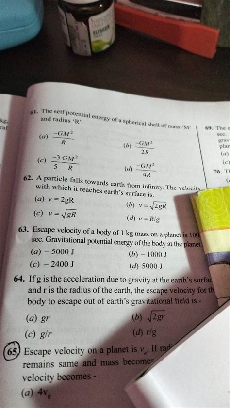 A Particle Falls Towards Earth From Infinity The Velocity With Which It