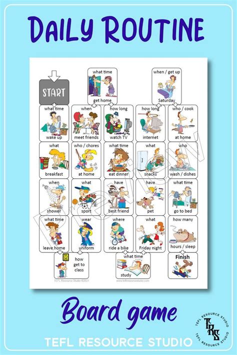 Present Simple Daily Routines Board Game For Beginner Language
