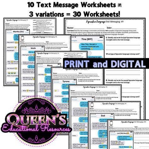 Figurative Language Text Messaging Activities Figurative Language Activities Language Arts