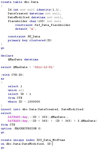 Sunday T Sql Tip Select Top N Using Aligned Non Clustered Index On