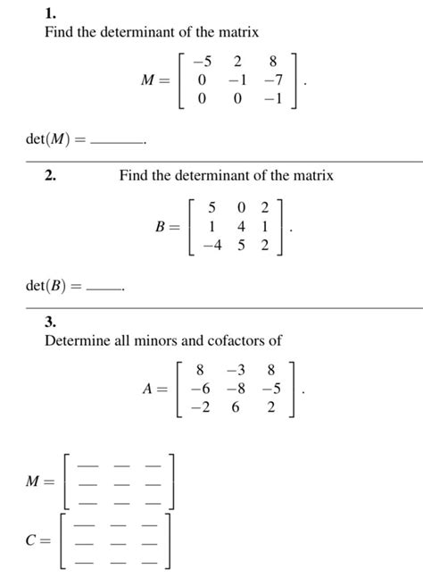 Solved Find The Determinant Of The