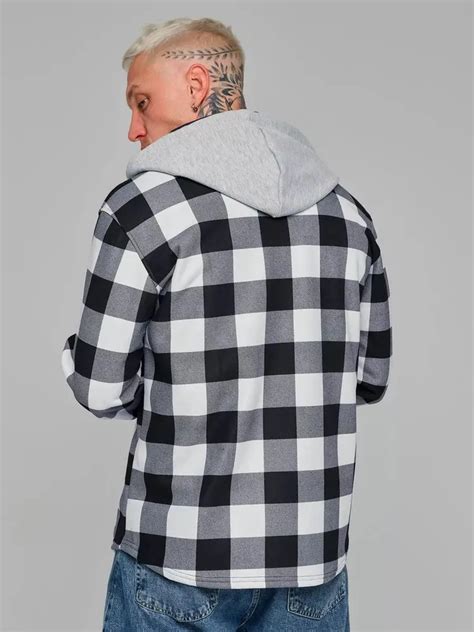 Рубашка Мужской белый Длинный Хлопок Капюшон Клетка размер 56 57 прямой Пуговицы Китай купить