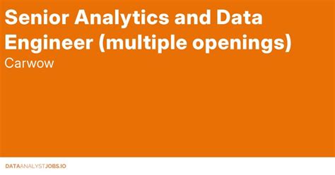 Data Analyst Jobs On Linkedin New Vacancy Senior Analytics And Data Engineer Multiple