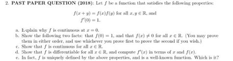 solved past paper question 2018 let f be a function that
