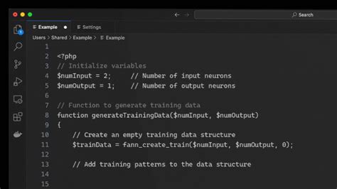 basic example of php function fann num input train data