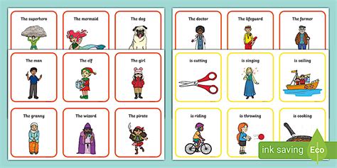 Sentence Building Cards Subject Verb Object Adverbial Svoa