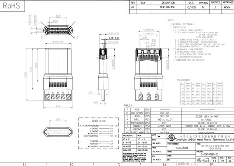 Usb 31 Type C Plug Connector 24 Pin Male C To C With Pcb Pn104033281