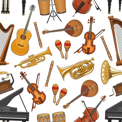 Premium Vector Vector Musical Instruments Seamless Pattern