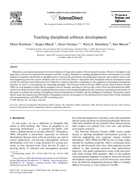 pdf teaching disciplined software development