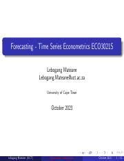 Forecasting In Time Series Econometrics A Comprehensive Overview Course Hero
