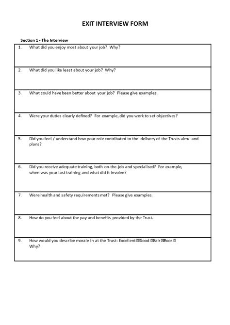 Exit Interview Form Templates At Allbusinesstemplates Com