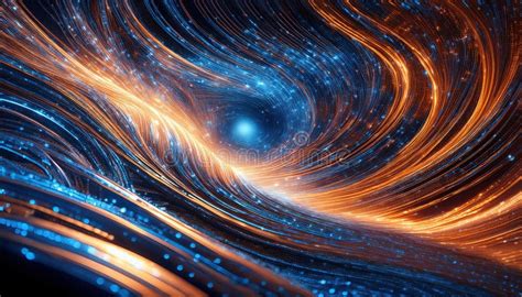 Captivating Swirl Of Orange And Blue Light Representing Dynamic Data Streams And Ethical Ai
