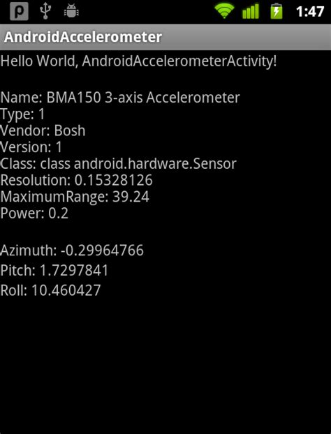 Android Coding Get Detail Info Of Accelerometer