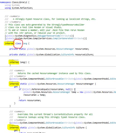 C Visual Studio 2015 Can T Change Access Modifier Of New Resources Files Stack Overflow
