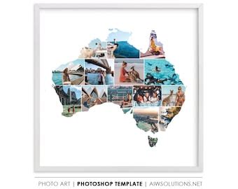 Tree Shape Photo Collage Template Modern Genealogy Photo Etsy