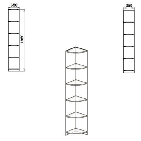 Кутова книжкова шафа пенал 2 Компаніт 5 зовнішніх полиць для книг та