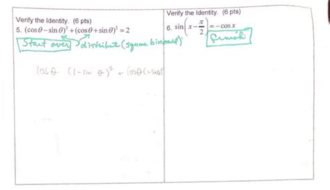Solved Verify The Identity 6 Pts Verify The Identity 6