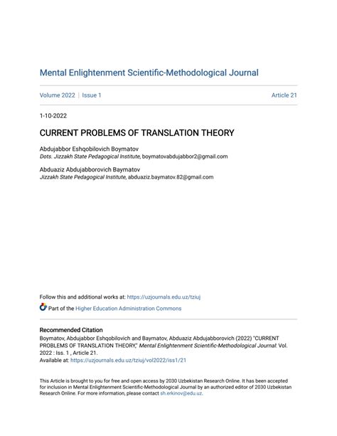 Pdf Current Problems Of Translation Theory