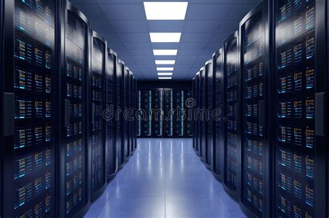 Server Room In Data Center Concept Of Big Data Storage Stock Illustration Illustration Of