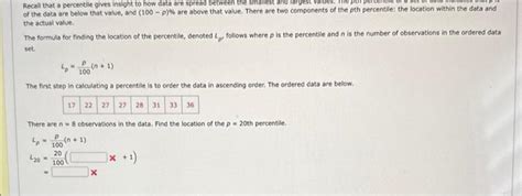 Solved Recall That A Percentile Gives Insight To How Data