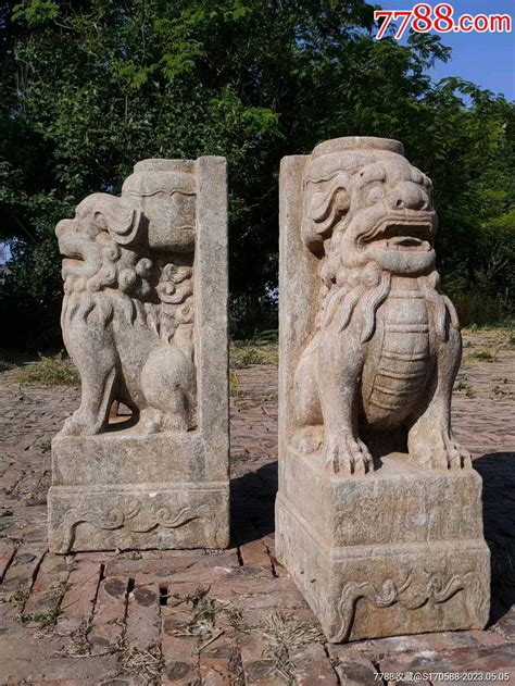青石伏狮门墩造型漂亮雕工精美包浆厚重自然全美品 石鼓 石墩 民俗老货老家具7788收藏 收藏热线