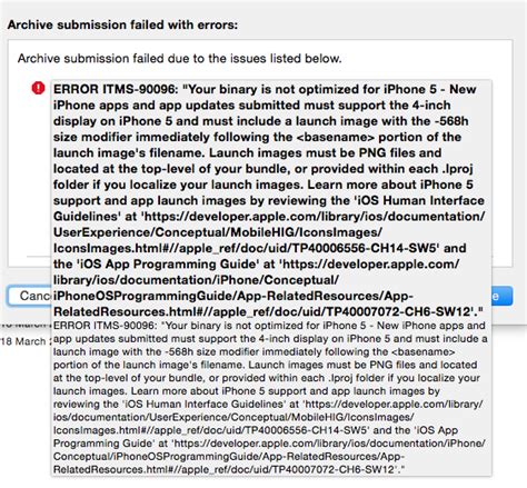 Xcode Error Itms 90096 Your Binary Is Not Optimized For Iphone 5