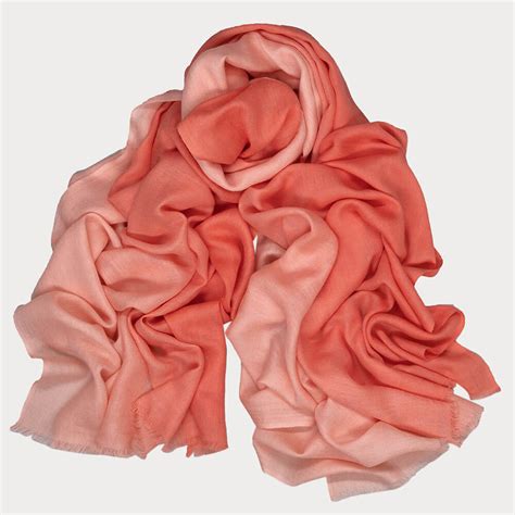 Two Tone Coral Cashmere And Silk Wrap Uk