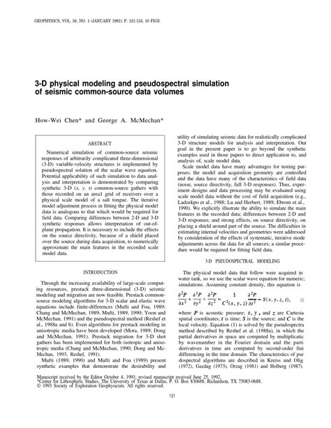 Pdf 3 D Physical Modeling And Pseudospectral Simulation Of Seismic Common Source Data Volumes
