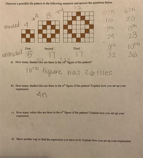 Solved Discover A Possible Tile Pattern In The Following Chegg Com